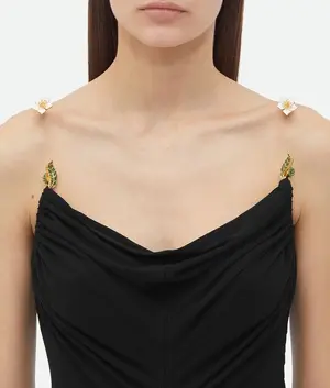 Bottega Veneta Sleeveless Midi Dress With Shoulder Flower Details
