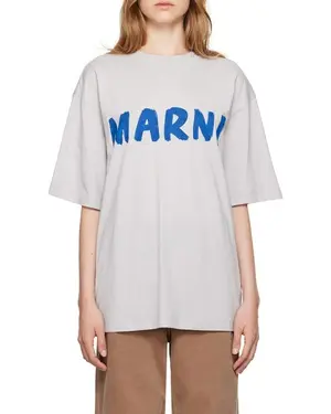Marni Logo Print Oversized Crewneck T-shirt - Grey