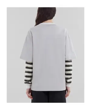 Marni Logo Print Oversized Crewneck T-shirt - Grey