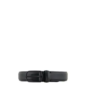 Emporio Armani Logo Embossed Buckle Belt - Black