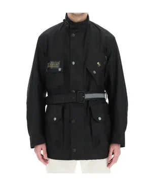 Barbour Logo Embroidered Belted High-neck Jacket