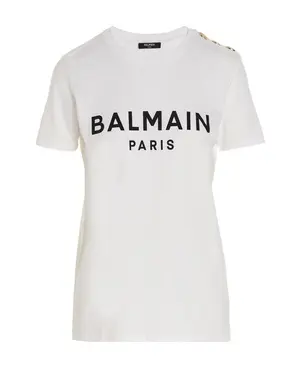 Balmain Logo Printed Crewneck T-shirt - No
