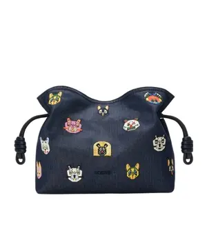 Loewe Logo Detail Embroidered Clutch Bag