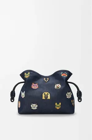 Loewe Logo Detail Embroidered Clutch Bag