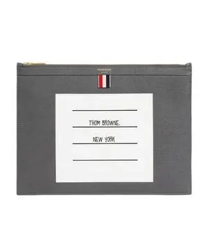 Thom Browne Pebble Leather Document Case - Dark Gray