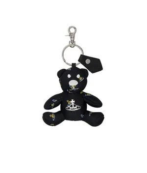 VIVIENNE WESTWOOD Bear Keychain With Logo Pattern - Black