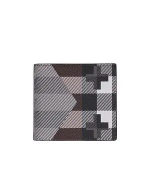 Burberry Double Folded Purse With Checkered Pattern