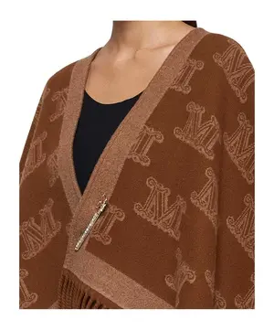Max Mara All-over Logo Patterned Fringed Cape