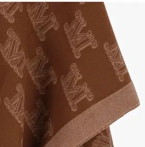 Max Mara All-over Logo Patterned Fringed Cape - Brown