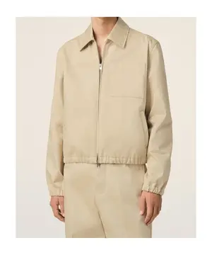 AMI Paris Logo Embroidered Zip-up Shirt Jacket