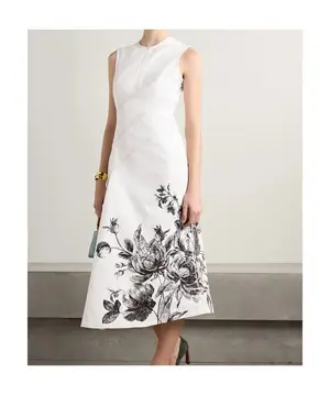Erdem Sleeveless Crewneck Midi Dress With Floral Print