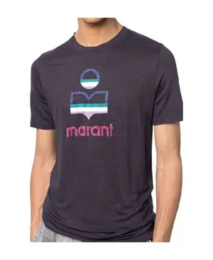 Isabel Marant Étoile Dark Blue Logo Round Collar Short-sleeved T-shirt