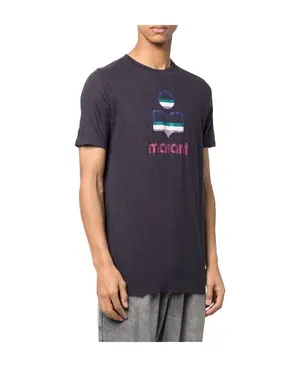Isabel Marant Étoile Dark Blue Logo Round Collar Short-sleeved T-shirt