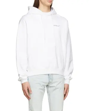 Off-White Logo Printed Drawstring Hoodie - White