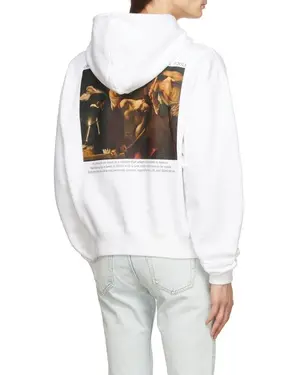 Off-White Logo Printed Drawstring Hoodie - White