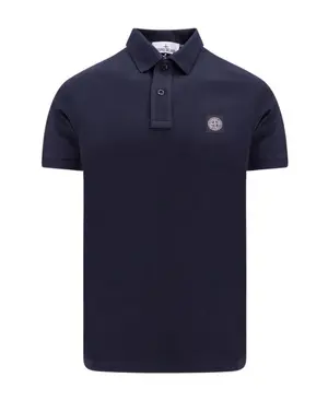 Stone Island Compass Patch Short-sleeved Polo Shirt - Blue