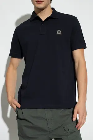 Stone Island Compass Patch Short-sleeved Polo Shirt - Blue