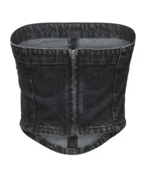 Stella McCartney Washed Denim Cropped Bustier Top