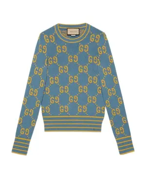 Gucci Gg Supreme Knitted Top - Blue