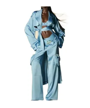 Blumarine Satin Wide Leg Cargo Pants