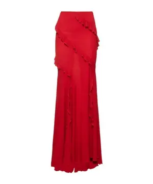 Blumarine Ruffled Jersey Maxi Skirt With Train
