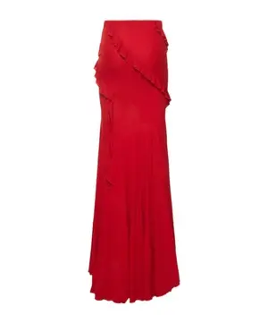 Blumarine Ruffled Jersey Maxi Skirt With Train