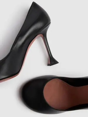 Amina Muaddi Round Toe High Heel Pumps - Black