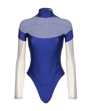 MUGLER Sheer Paneled Jersey One-piece Suit