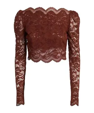 Rabanne Scalloped Long Sleeve Lace Top