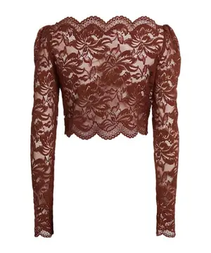 Rabanne Scalloped Long Sleeve Lace Top