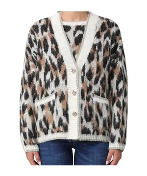 Liu Jo Leopard-intarsia Knit V-neck Cardigan