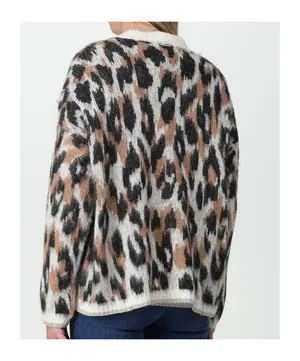 Liu Jo Leopard-intarsia Knit V-neck Cardigan