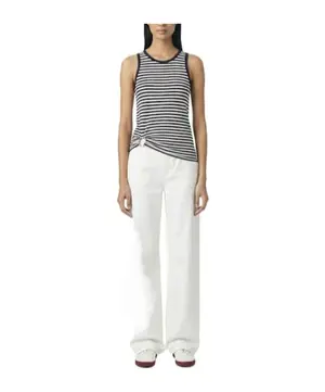 Rabanne Striped Jersey Tank Top With Ring Detail