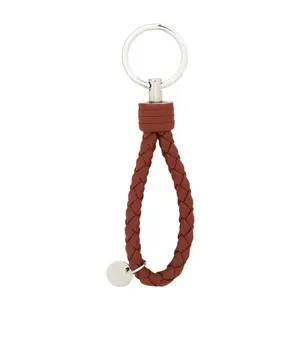 Bottega Veneta Intrecciato Leather Key Ring - Brown