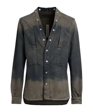 Rick Owens Larry Fogpocket Cotton Denim Shirt - Black