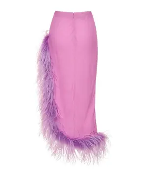 Giuseppe Di Morabito Viscose Midi Skirt With Feather Trim