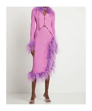 Giuseppe Di Morabito Viscose Midi Skirt With Feather Trim