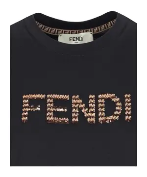 Fendi Sequin Logo Crewneck T-shirt