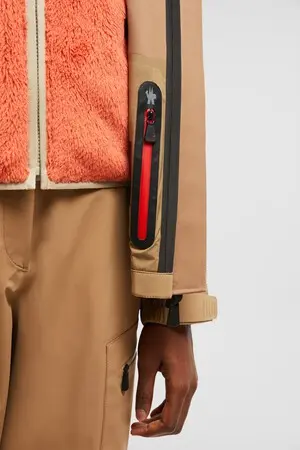 Moncler Hooded Shell Jacket With Belt And Buckle Details - Camel Beige