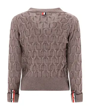 Thom Browne Crisscross Cable Knit V-neck Cardigan