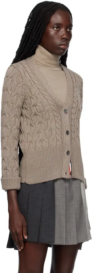 Thom Browne Crisscross Cable Knit V-neck Cardigan