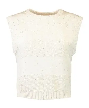 Brunello Cucinelli Striped Sleeveless Knit Top - White