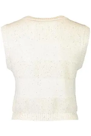 Brunello Cucinelli Striped Sleeveless Knit Top - White