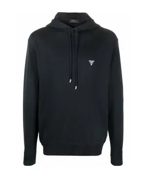 Prada Logo Detail Hooded Sweater