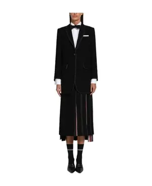 Thom Browne Long Sleeve Shirt With Logo Patch And Signature Stripes
