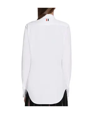 Thom Browne Long Sleeve Shirt With Logo Patch And Signature Stripes