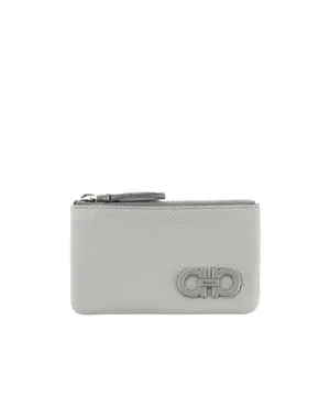 FERRAGAMO Gancini Zipper Coin Purse - Gray