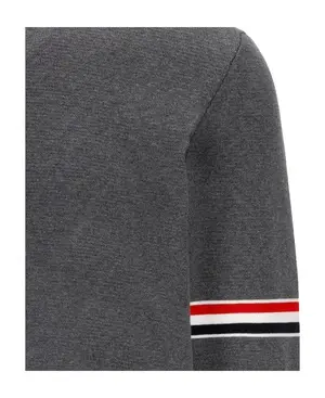 Thom Browne Crewneck Sweater With Color-block And Signature Stripes - Black