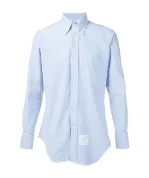 Thom Browne Rwb Detailed Long-sleeved Shirt - Light Blue