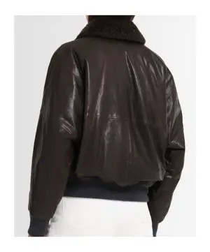 Brunello Cucinelli Leather Bomber Jacket With Fur Collar